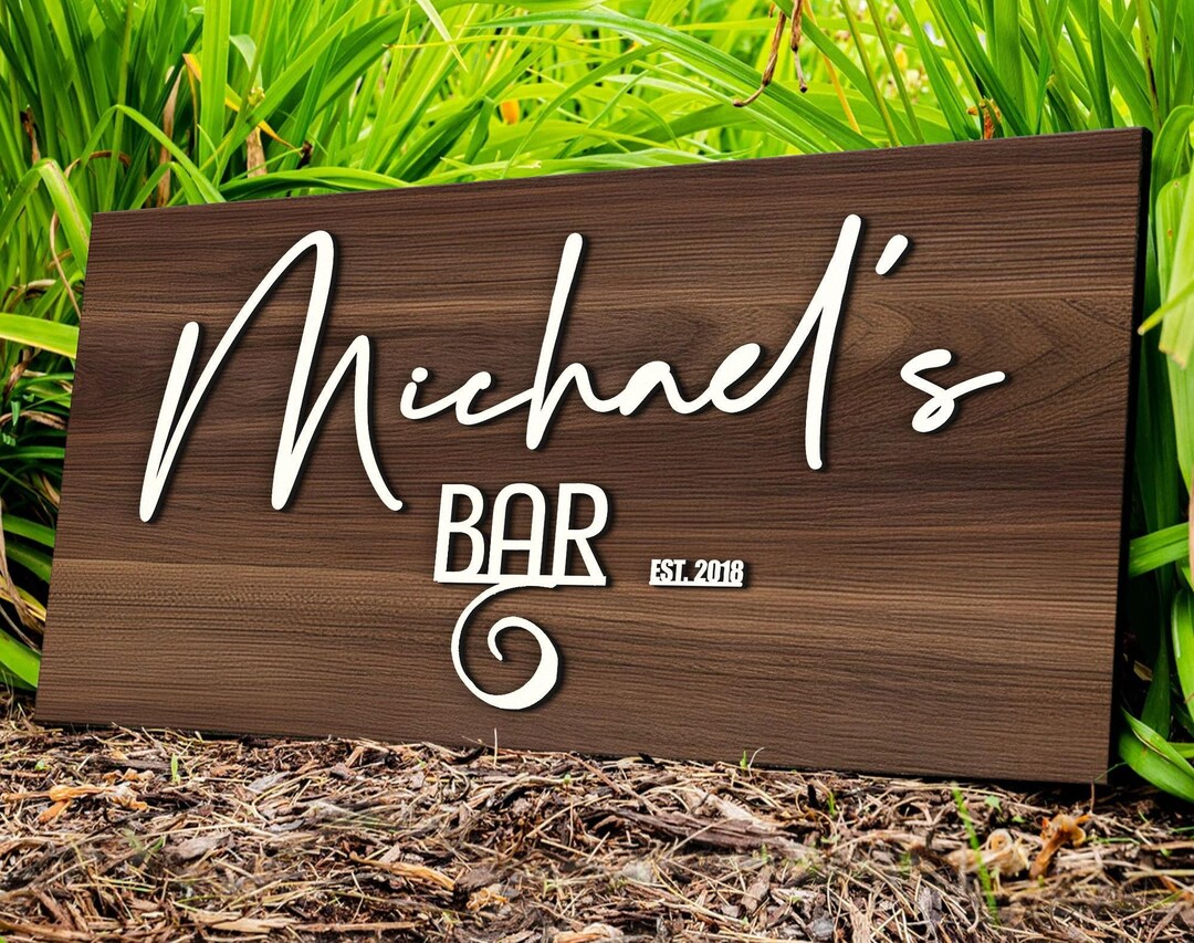 Personalized Bar Sign, Wooden Sign Gift, Custom Wood Sign, Personalized ...