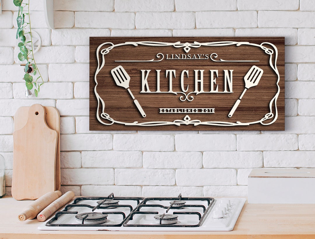 Personalized Name Wood Kitchen Sign Gift, Custom Wood Sign, Home Decor ...