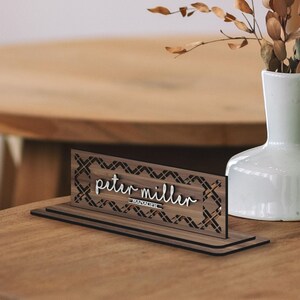 Personalized Handmade 3D Wooden Name Plate, Custom Laser Cut Table Name ...