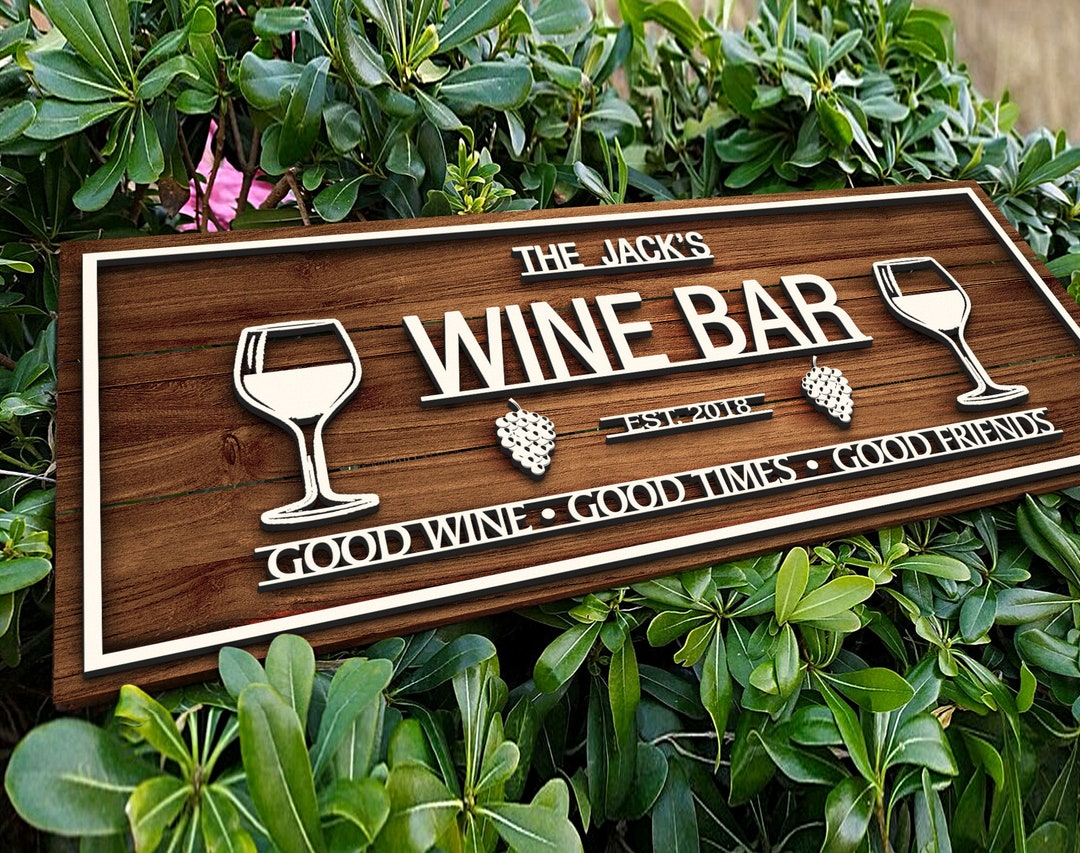 Custom Natural Wood Bar Sign, Personalized Pub Sign, Wine Bar Sign, Bar ...