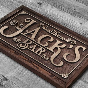 Personalized Handmade Oak Tree Bar Sign, Custom Wood Bar Sign, Bar and ...