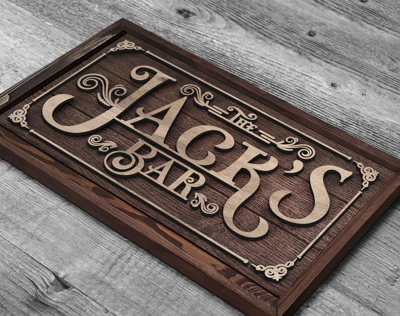 Personalized Handmade Oak Tree Bar Sign Custom Wood Bar Sign - Etsy