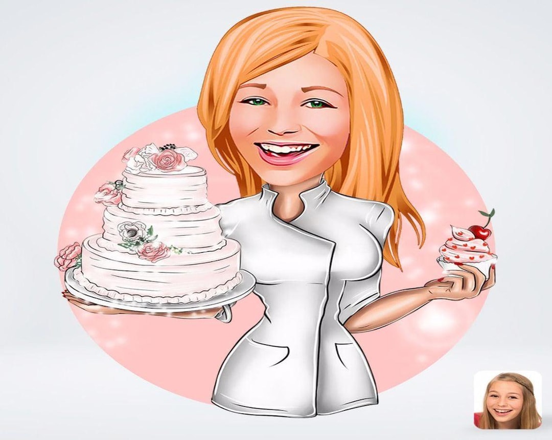 Personalized Female Pastry Chef Drawing / Female Pastry Chef Cartoon ...
