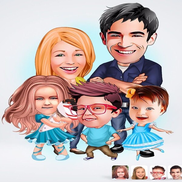 Family Caricature Drawings - Etsy