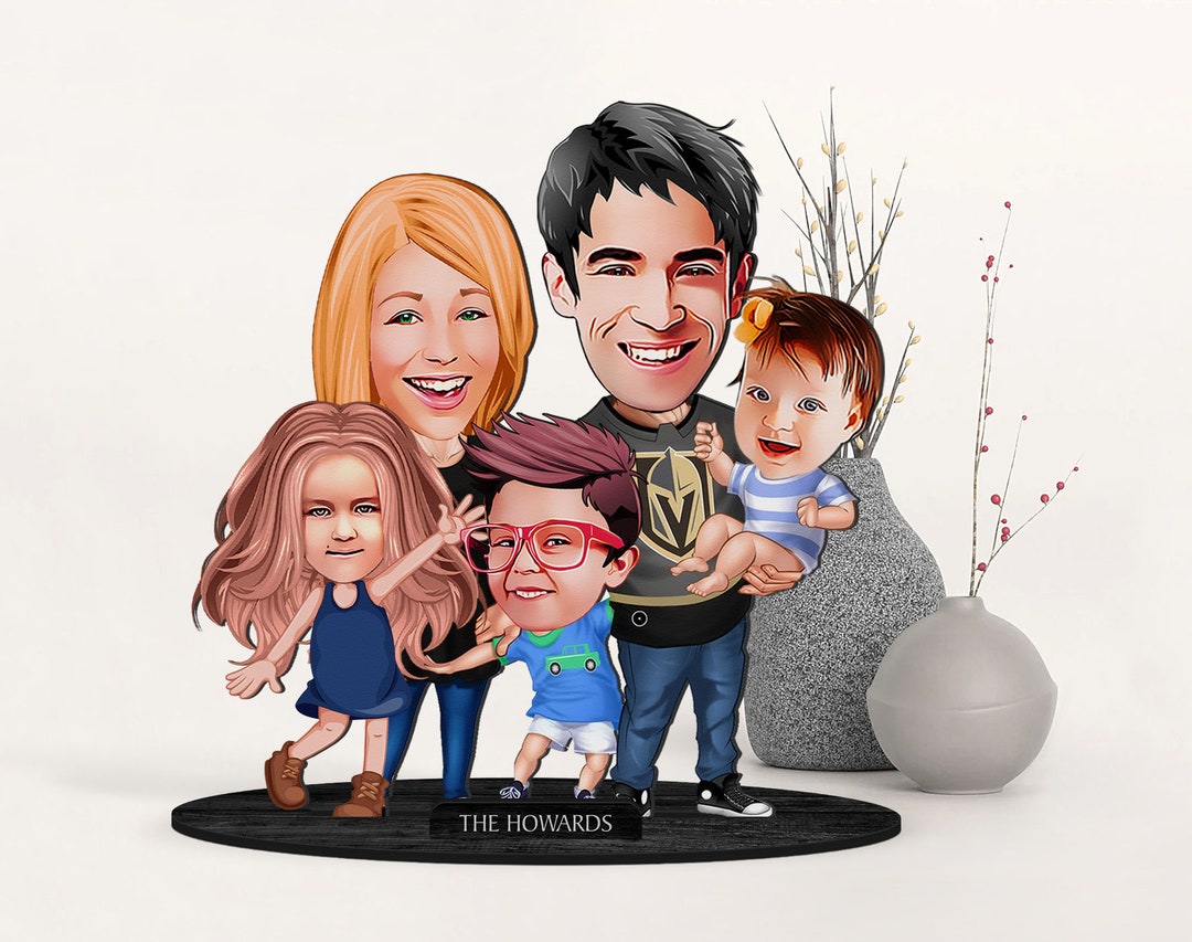 Personalized 3D Wooden Cartooned Family Figurine Trinket, Custom ...
