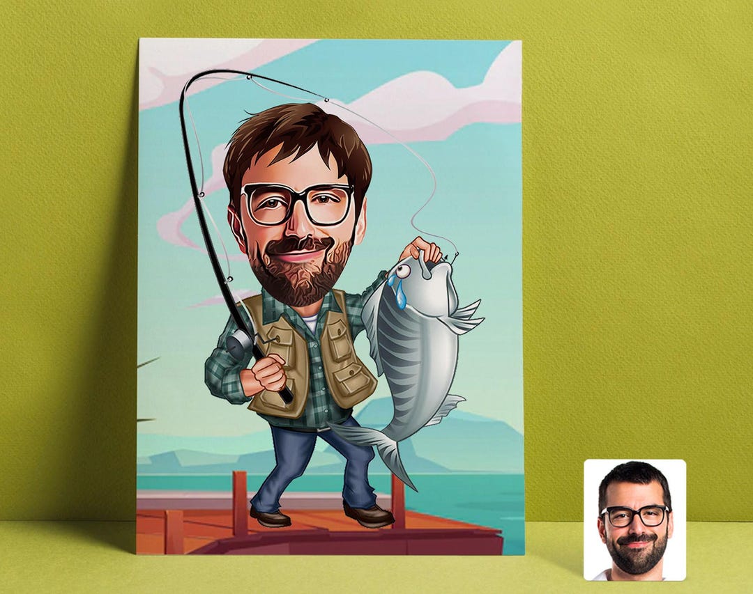 Customized Cartoon Fisherman B, Custom Catch Fisherman Figure, Fishing ...