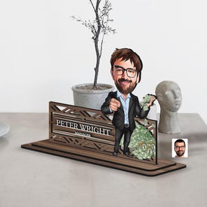 Personalized 3D Wooden Cartoon Name Plate Trinket, Caricature Figurine ...
