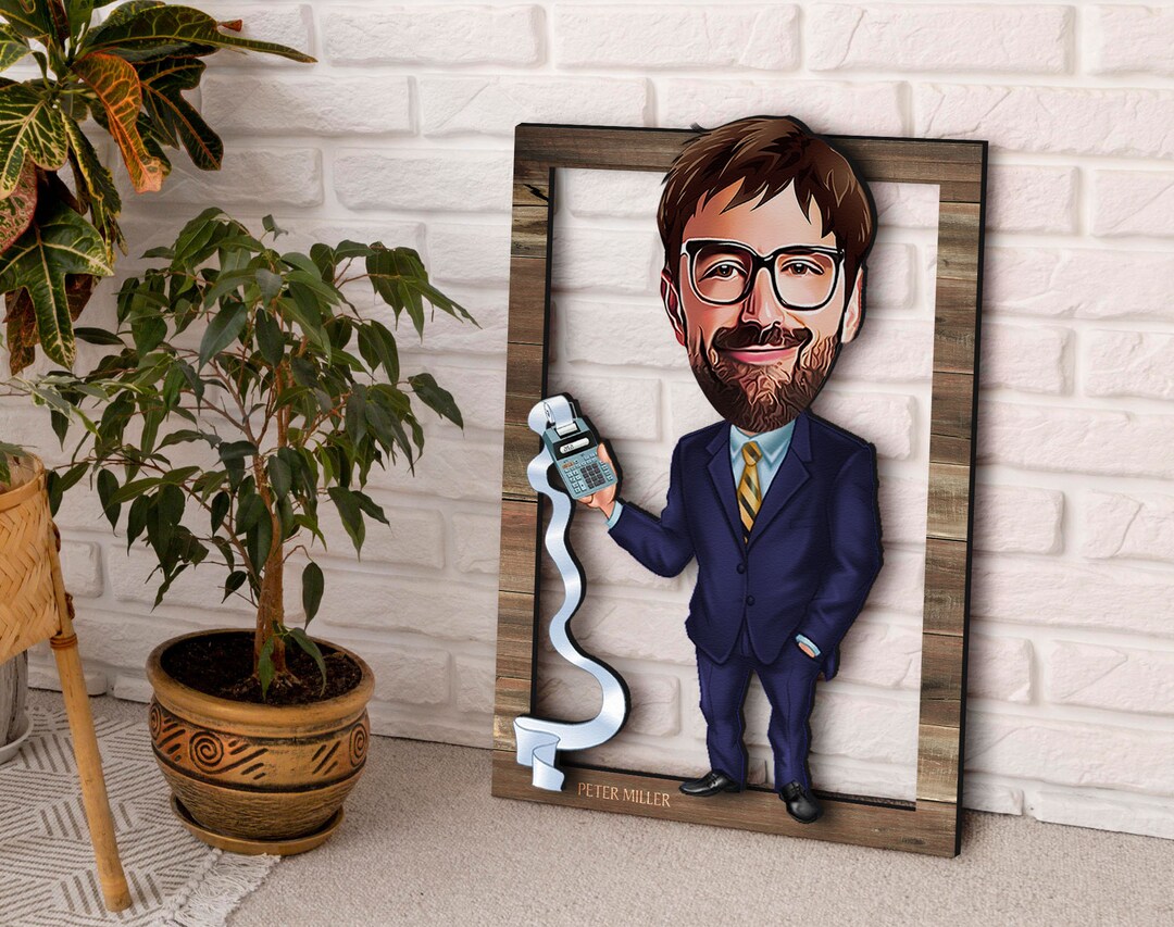Personalized 3D Wooden Cartooned Accountant Wall Art, Custom Cartoon ...
