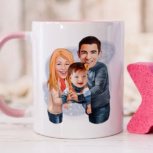 Personalized Coffee Mug With Caricature Family Portrait Drawing, Custom ...