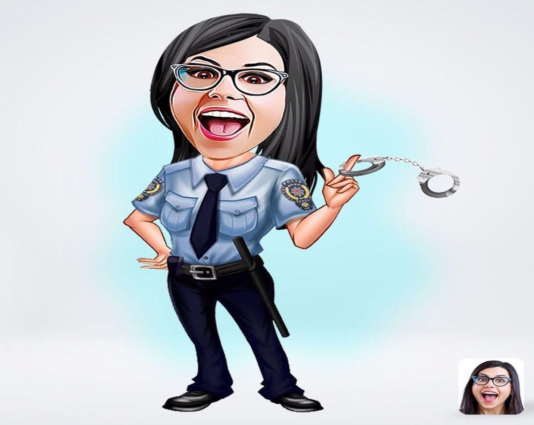 Personalized Police Officer Drawing / Woman Police Officer Cartoon ...