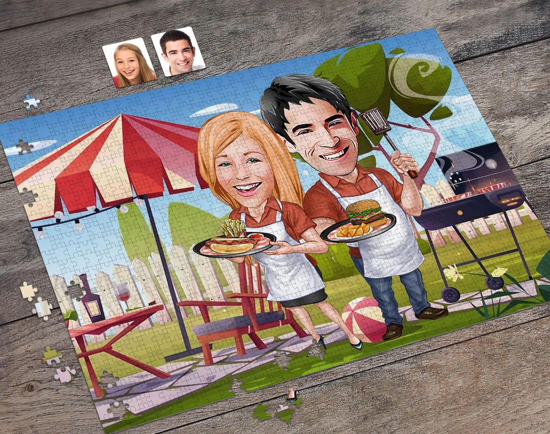 Personalized 1000 Pieces Cartoon BBQ Party Jigsaw Puzzle, Custom Jigsaw ...