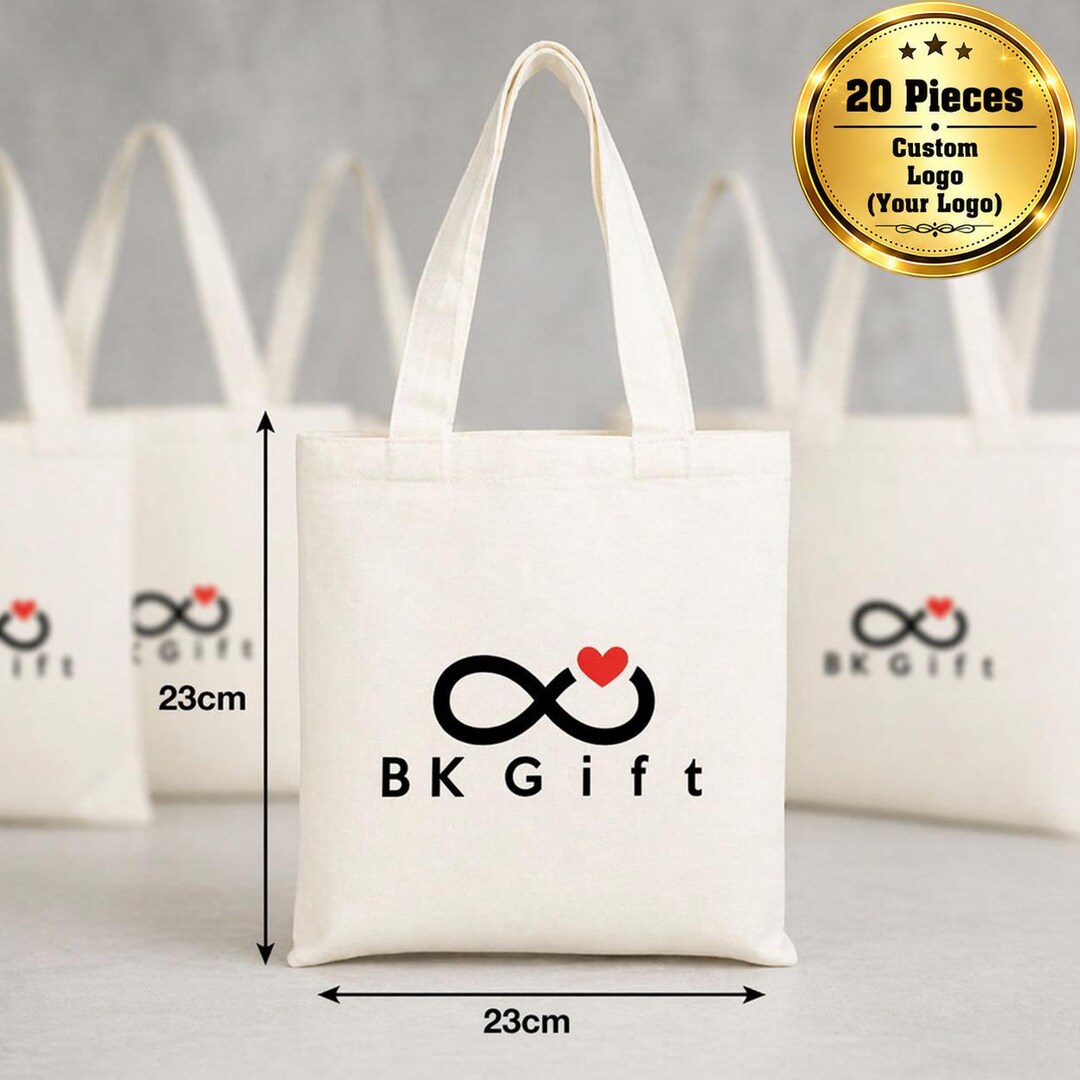 Personalized Cotton Tote Bag Set of 20, Custom Logo Canvas Bags, Eco ...