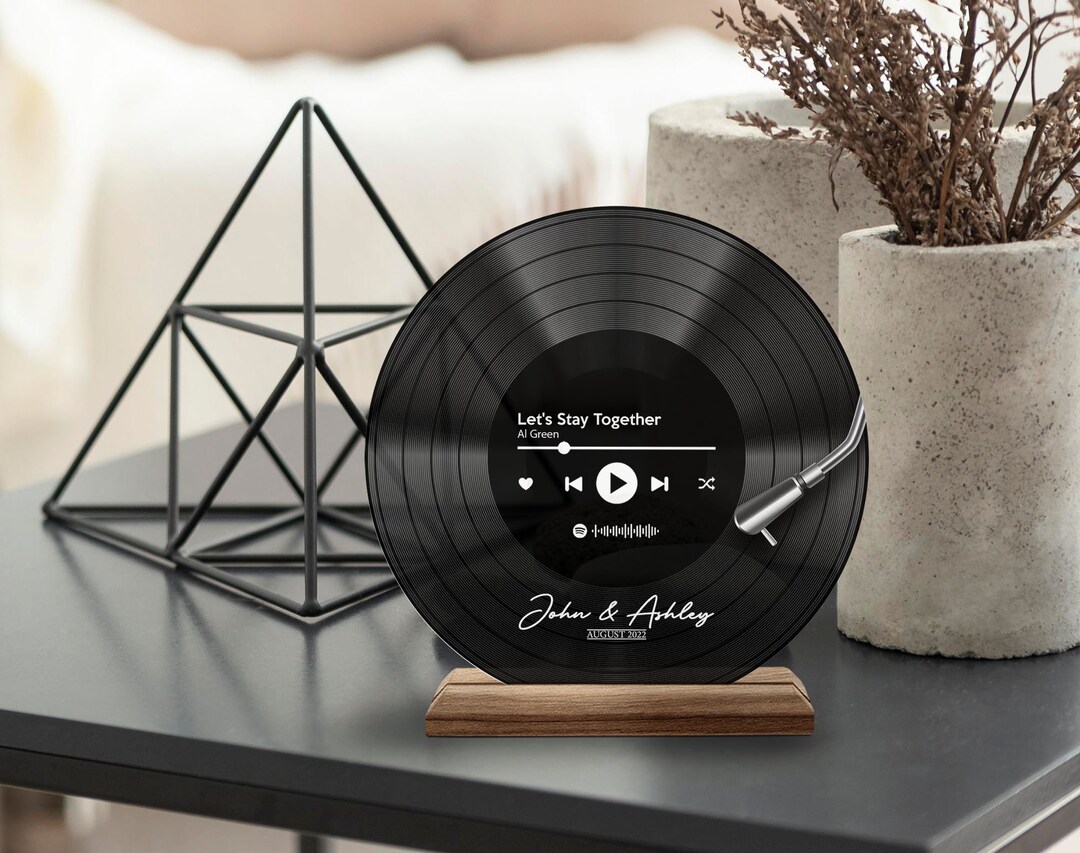 Personalised QR Code Vinyl Record Song Plaque With Wood Stand, Custom ...