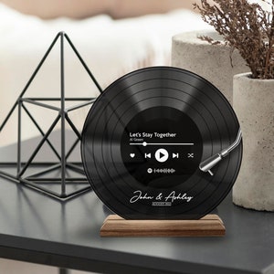 Personalised QR Code Vinyl Record Song Plaque With Wood Stand, Custom ...