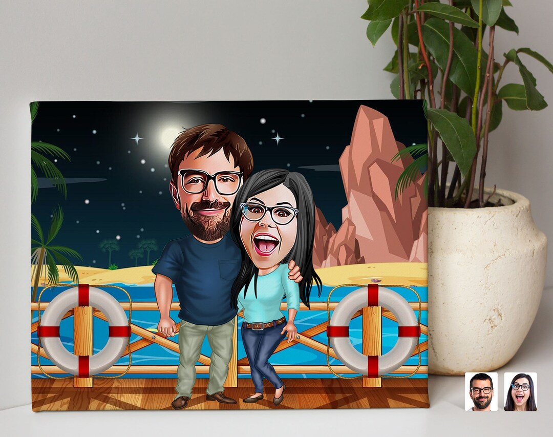 Personalized Cartoon Cruise Trip Drawing, Custom Cartoon Drawing ...