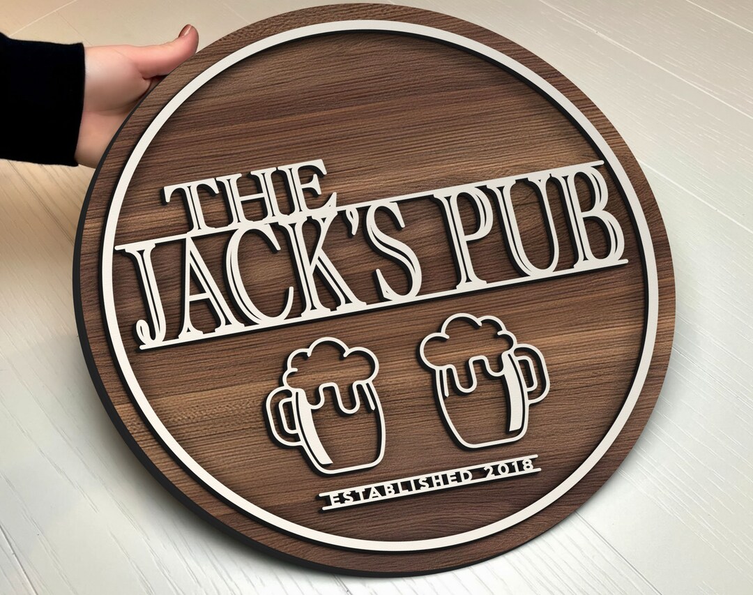Personalized Bar Sign, Round Wooden Sign, Custom Wood Sign, Home Bar ...