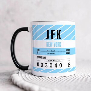 Personalized New York Airport Code Coffee Cup, Coffee Mug With Vintage ...