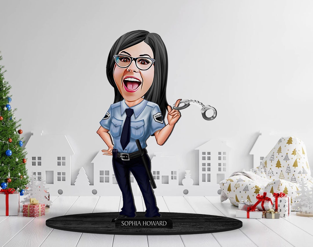 Personalized 3D Wooden Cartooned Police Officer Figurine Trinket ...
