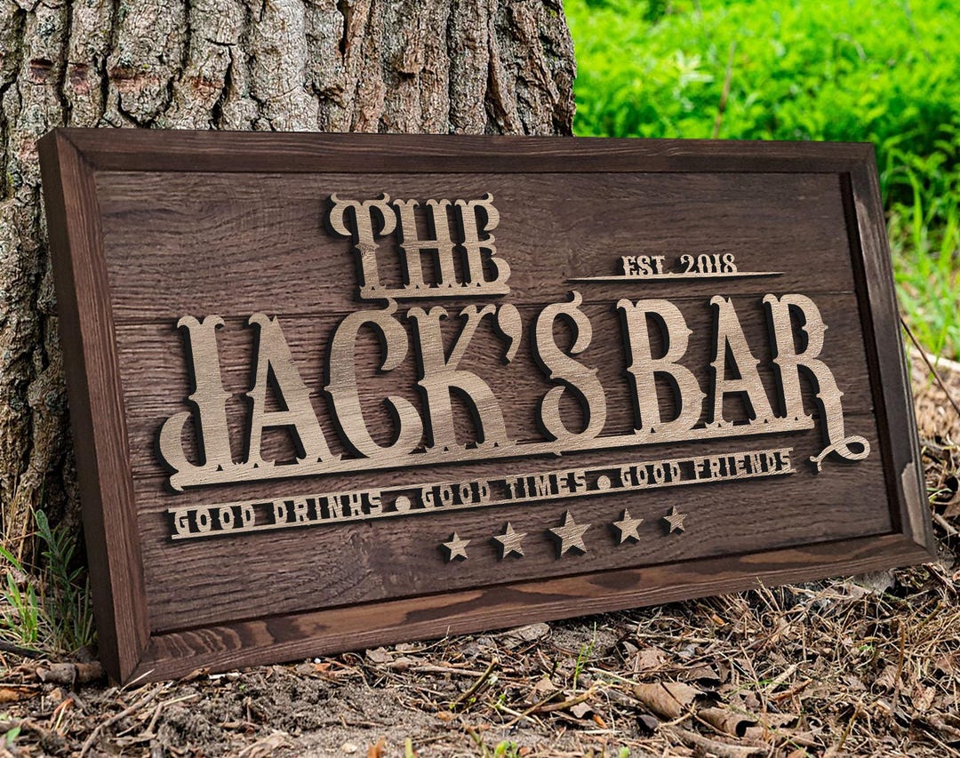 Personalized Handmade Oak Tree Bar Sign, Custom Wood Bar Sign, Bar and ...