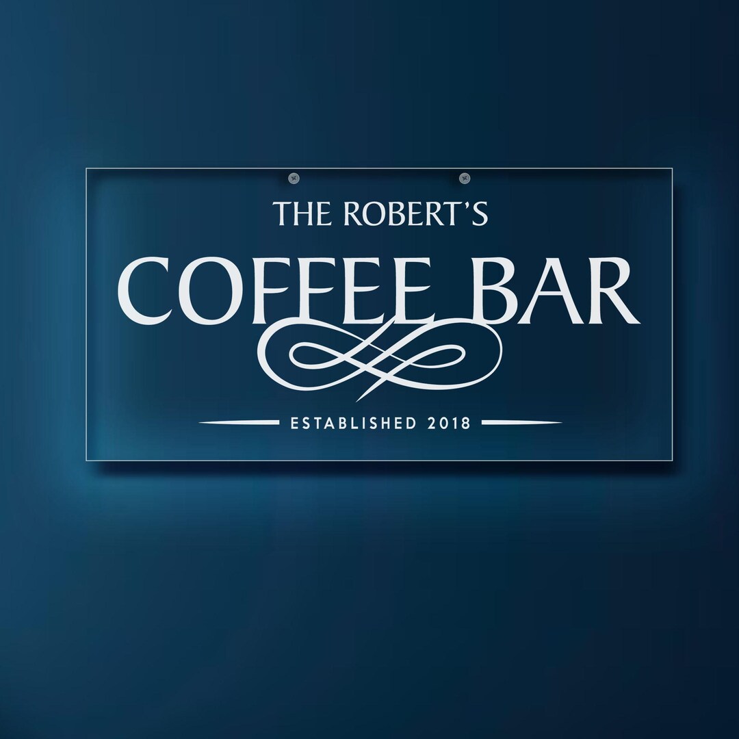 Personalized Clear Acrylic Coffee Bar Sign, Custom Coffee Shop Sign ...