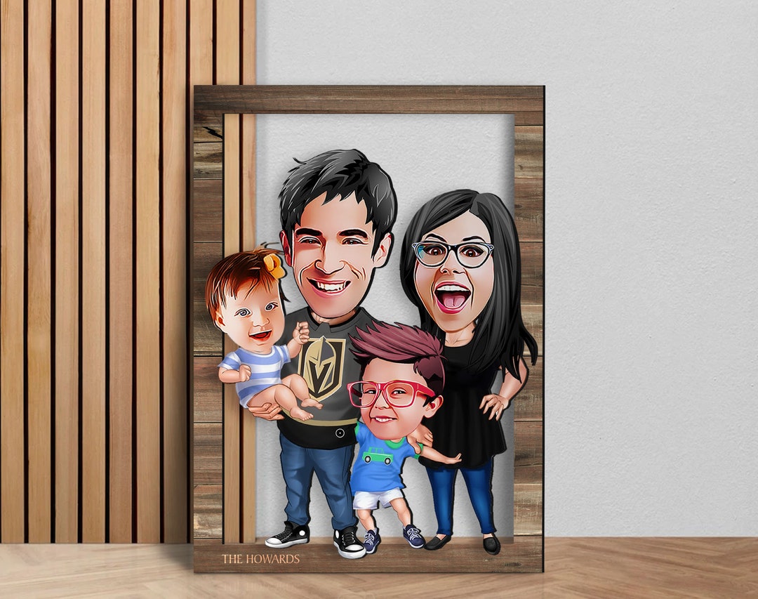 Personalized 3D Wooden Cartooned Family Wall Art, Custom Cartoon ...