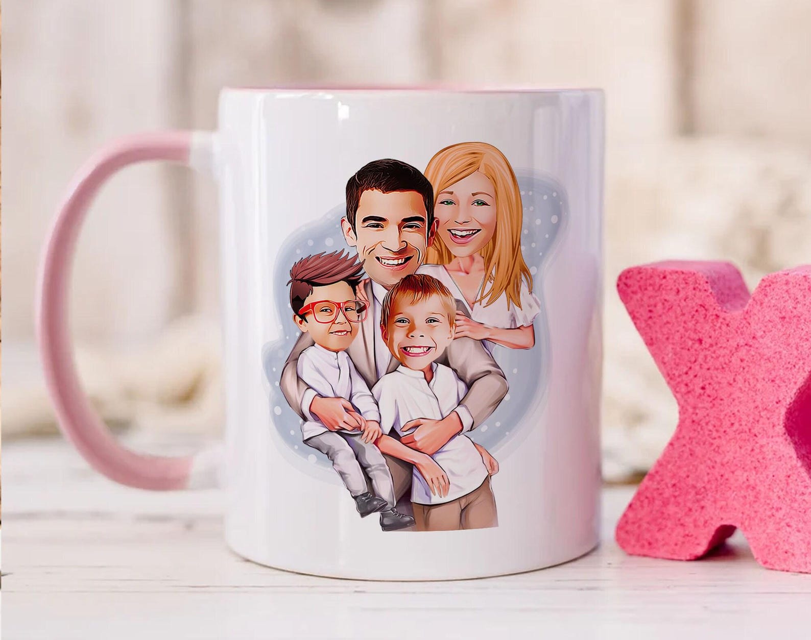Personalized Coffee Mug With Caricature Family Portrait Drawing, Custom ...
