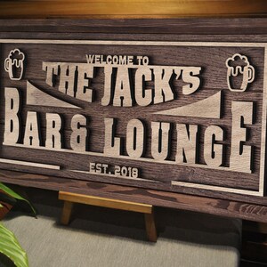 Personalized Handmade Oak Tree Bar Sign, Custom Wood Bar Sign, Bar and ...