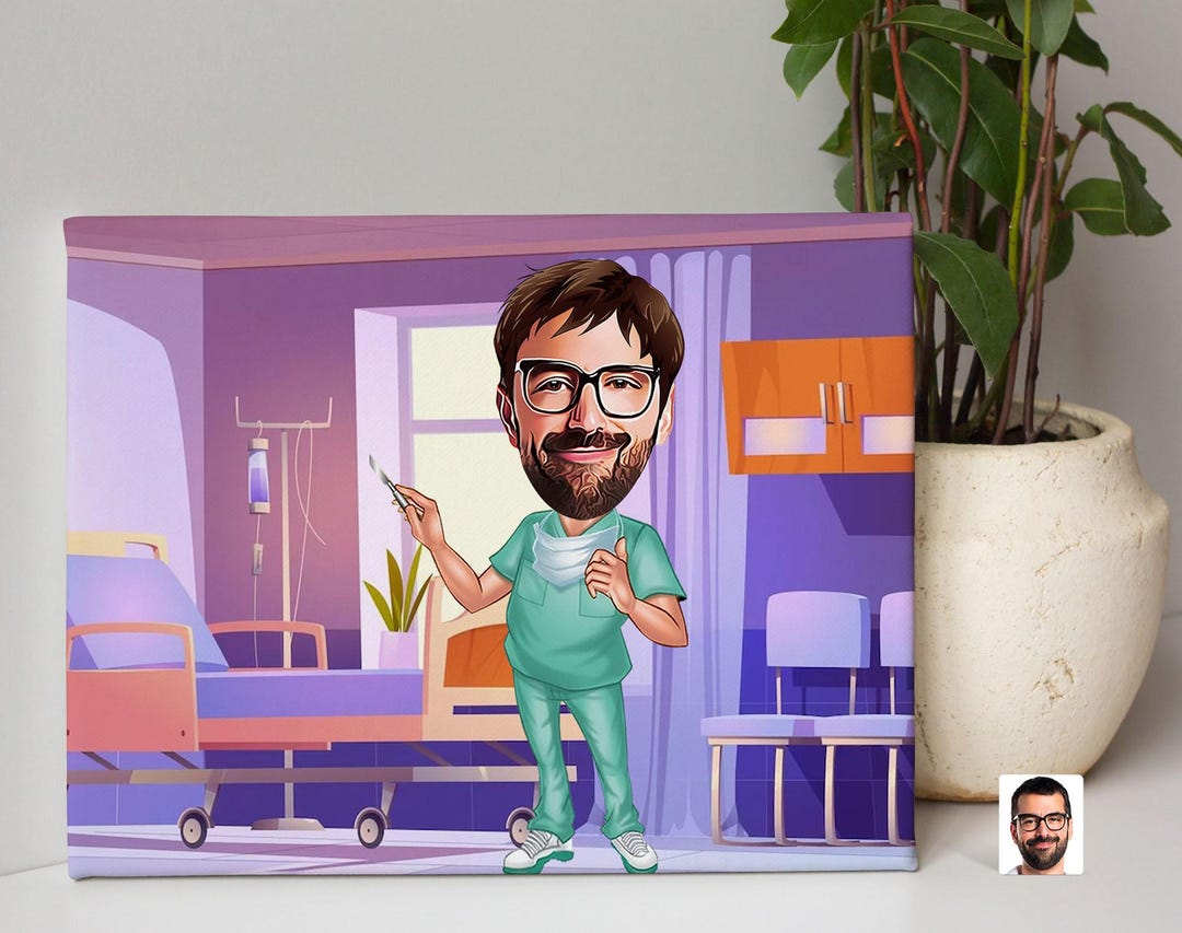 Personalized Surgeon Cartoon Drawing, Custom Surgery Cartoon Drawing ...