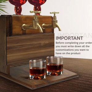 Personalized Embossed Named Wooden Double Faucet Whiskey Dispenser, Bar ...
