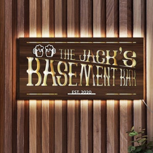 Personalized LED Light Wooden Bar Sign Custom Embossed Wood - Etsy