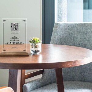 Custom Made QR Code Menu Sign, Custom Natural Wood and Acrylic Bar and ...