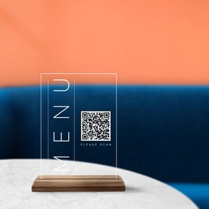 Custom Made QR Code Menu Sign, Custom Natural Wood and Acrylic ...