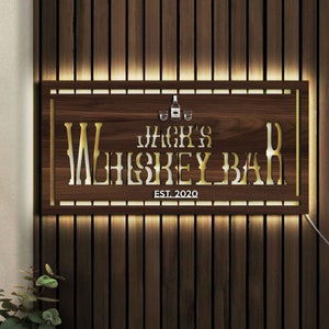 Personalized LED Light Wooden Bar Sign Custom Embossed Wood - Etsy