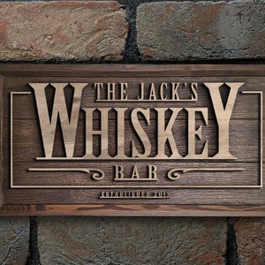 Personalized Handmade Oak Tree Bar Sign, Custom Wood Bar Sign, Bar and ...