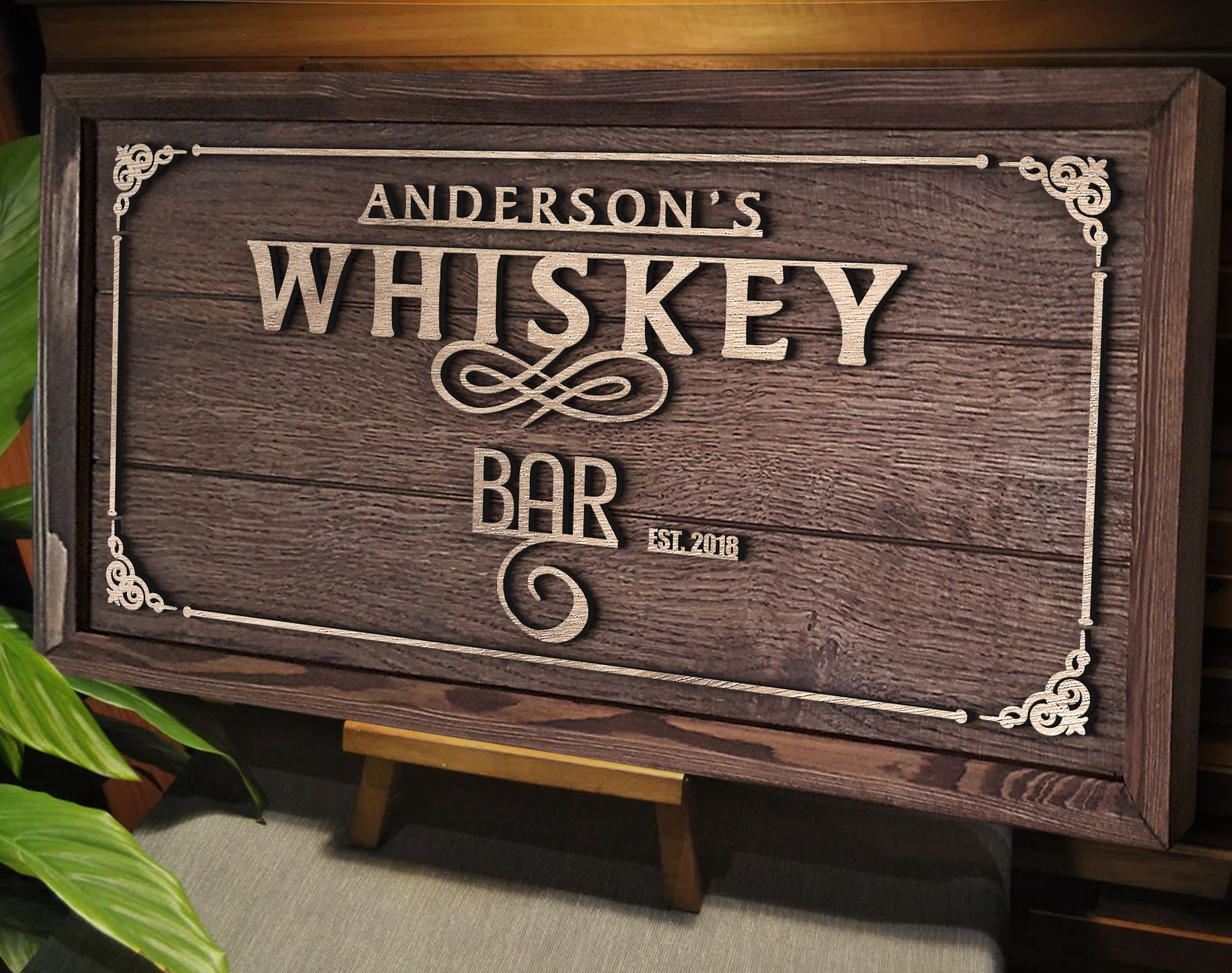 Personalized Handmade Embossed Oak Tree Bar Sign Custom Wood - Etsy