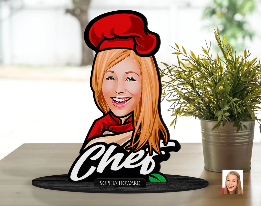 Personalized 3D Wooden Cartooned Chef Figurine Trinket, Custom Cartoon ...