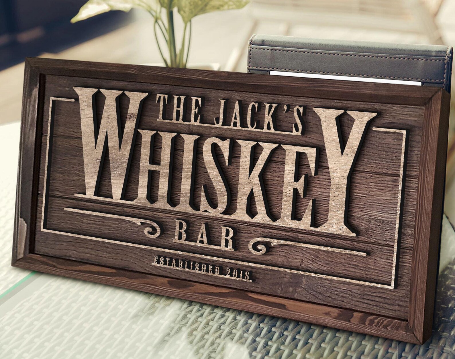 Personalized Handmade Oak Tree Bar Sign, Custom Wood Bar Sign, Bar and ...