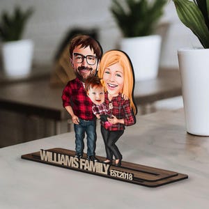 Personalized 3D Wooden Cartooned Family Figurine Trinket, Custom ...
