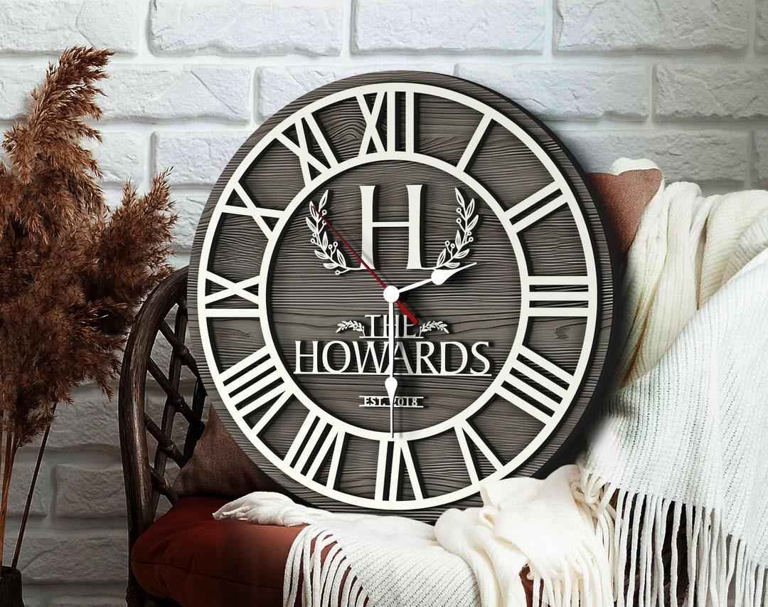 Personalized 3D Wooden Oversized Wall Clock, Custom Large Wall Clock ...