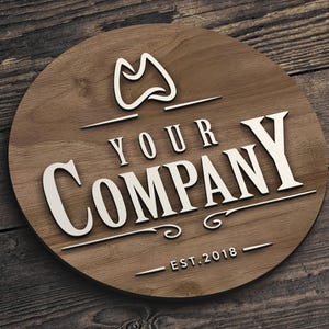 Personalized Wooden Logo Sign, Wooden Round Sign, Custom Wood Office ...