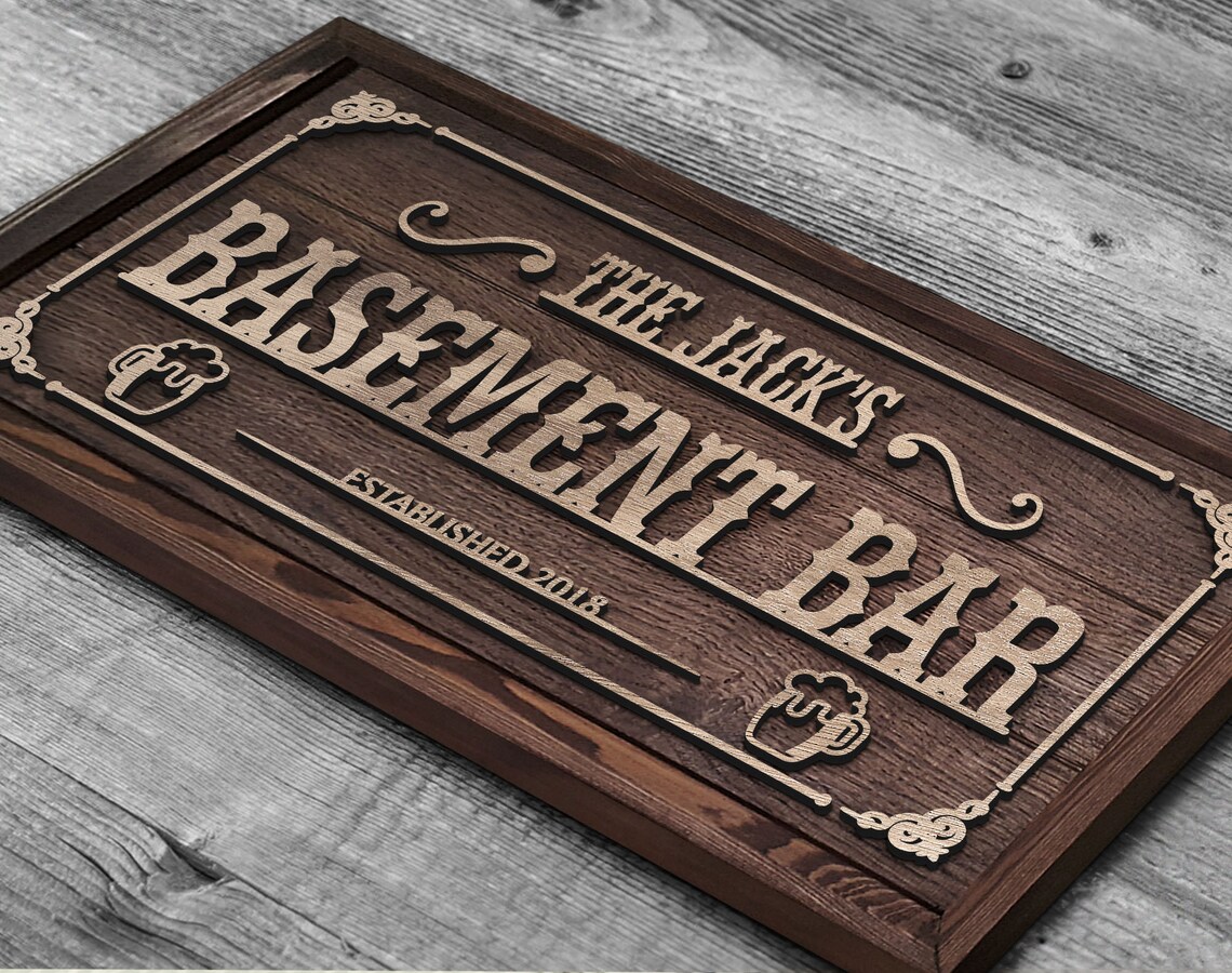 Personalized Handmade Oak Tree Bar Sign Custom Wood Bar Sign - Etsy