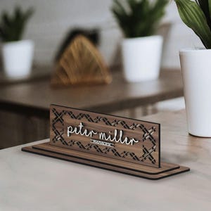 Personalized Handmade 3D Wooden Name Plate, Custom Laser Cut Table Name ...