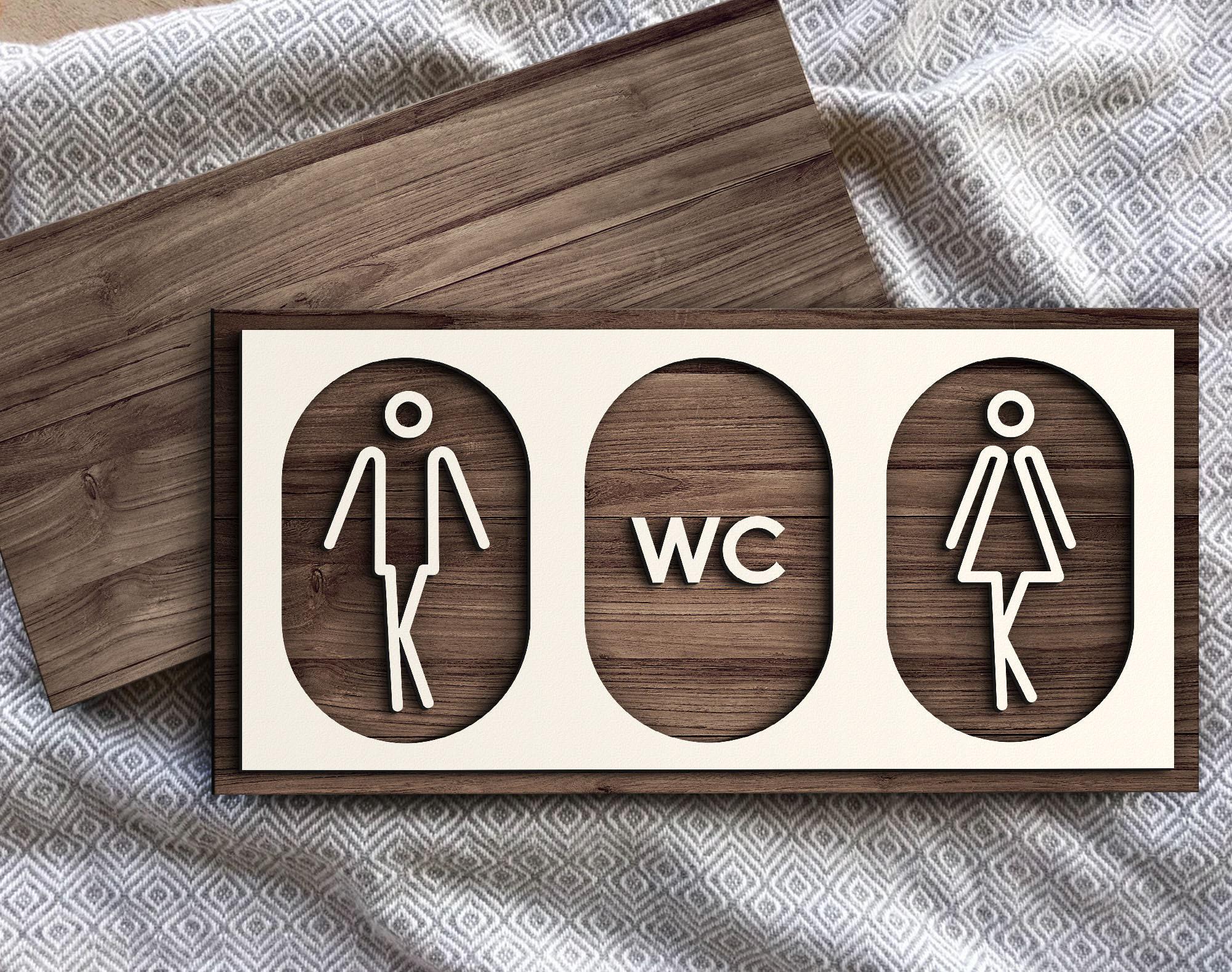 Restroom Door Sign, Men Women WC, Toilet Entrance, Restaurant Sign ...