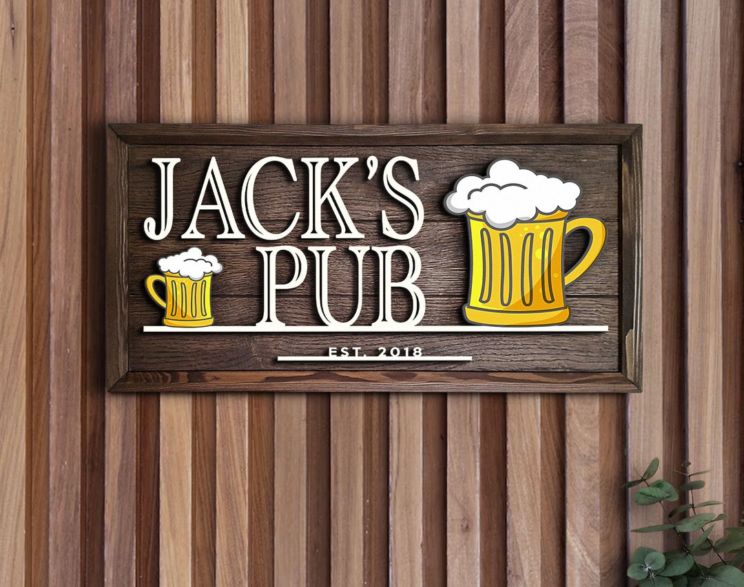 Personalized Handmade Oak Tree Bar Sign Custom Wood Bar Sign - Etsy