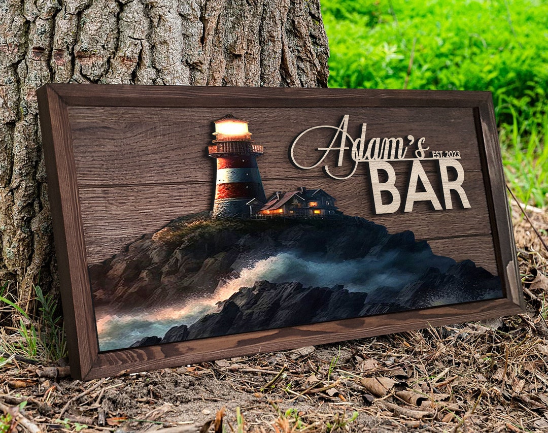 Personalized Handmade Oak Tree Bar Sign Custom Wood Bar Sign - Etsy