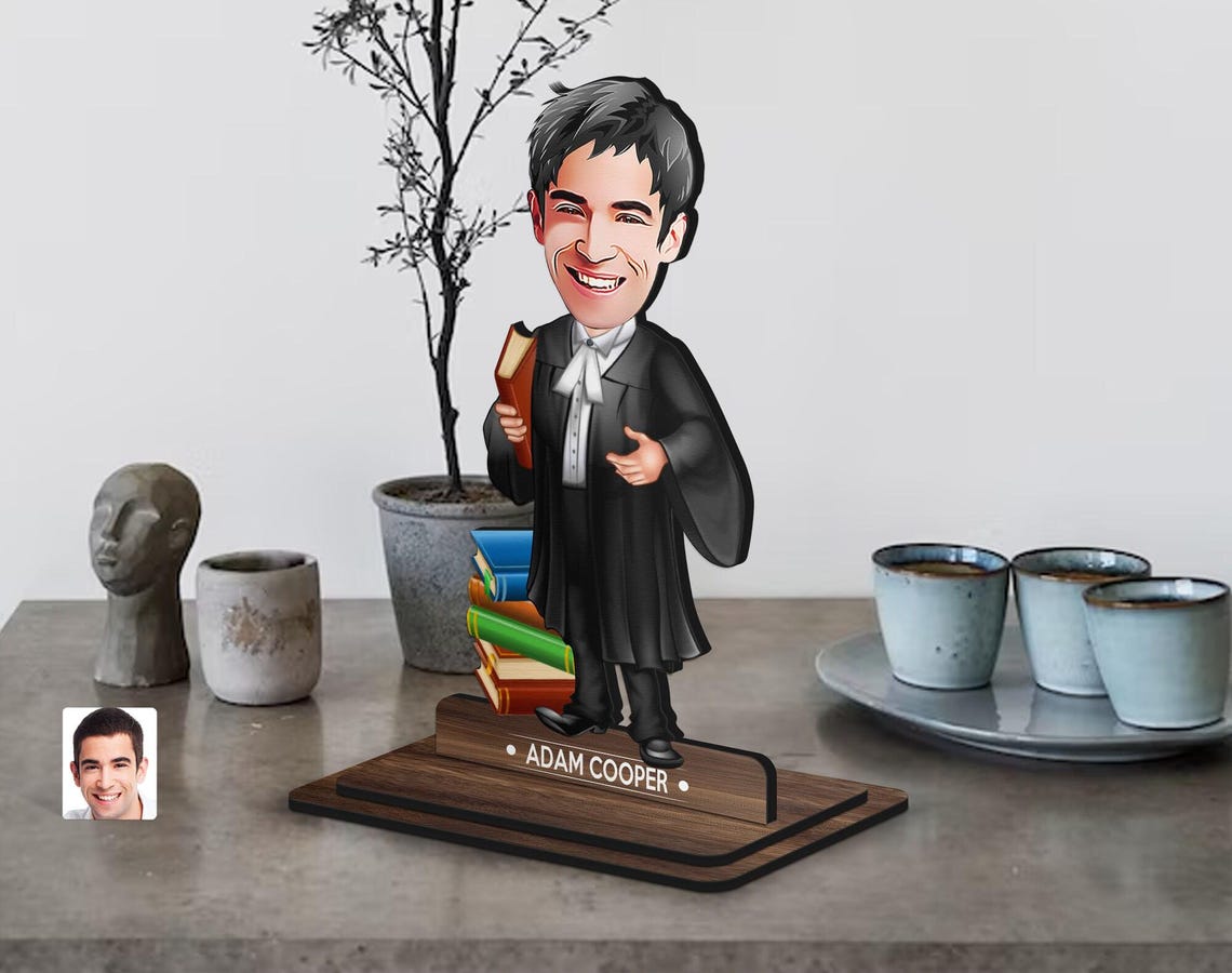 Personalized 3D Wooden Cartoon Lawyer Figurine Trinket, Christmas Gift ...