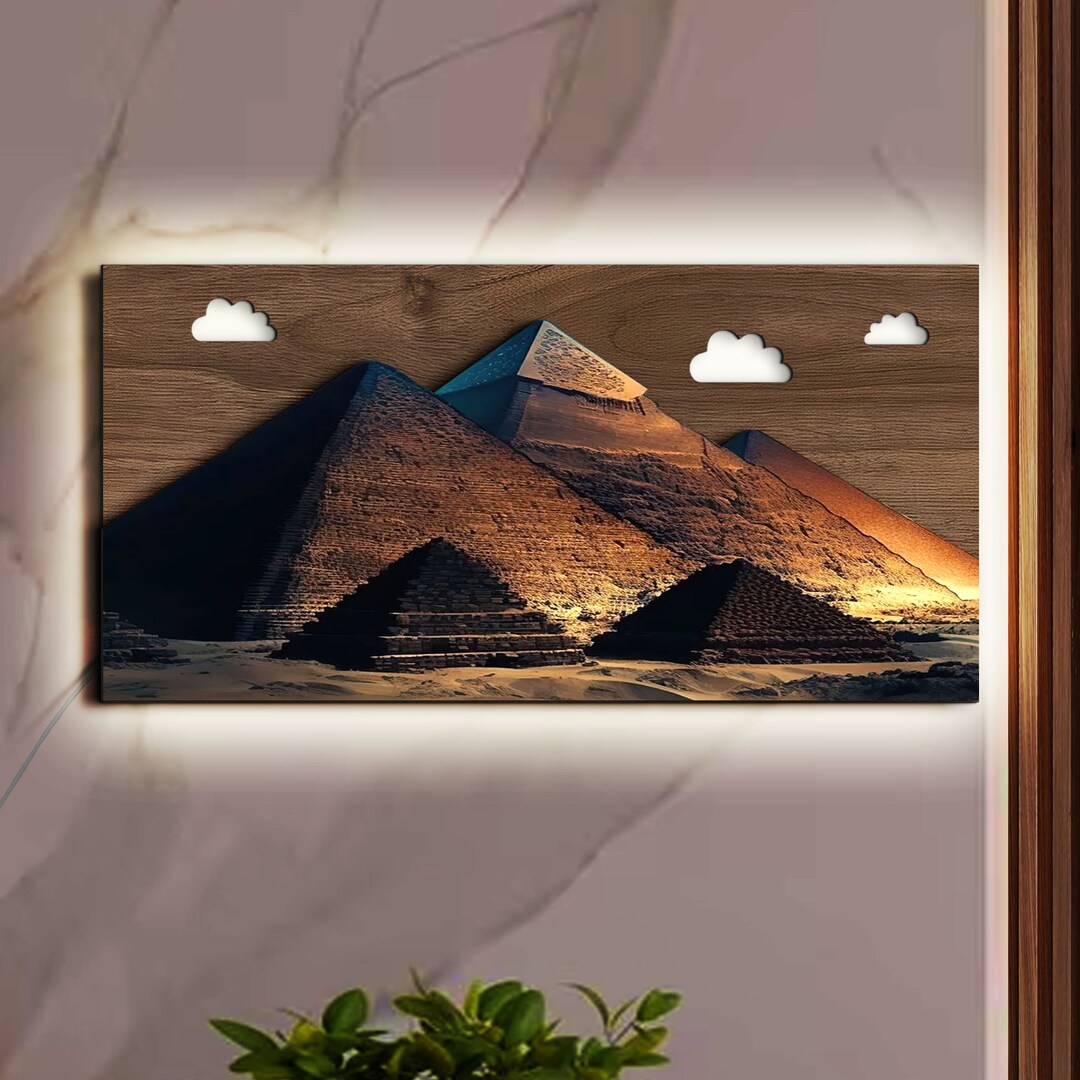 Personalized LED Light Wooden Egyptian Pyramids Painting, Custom ...