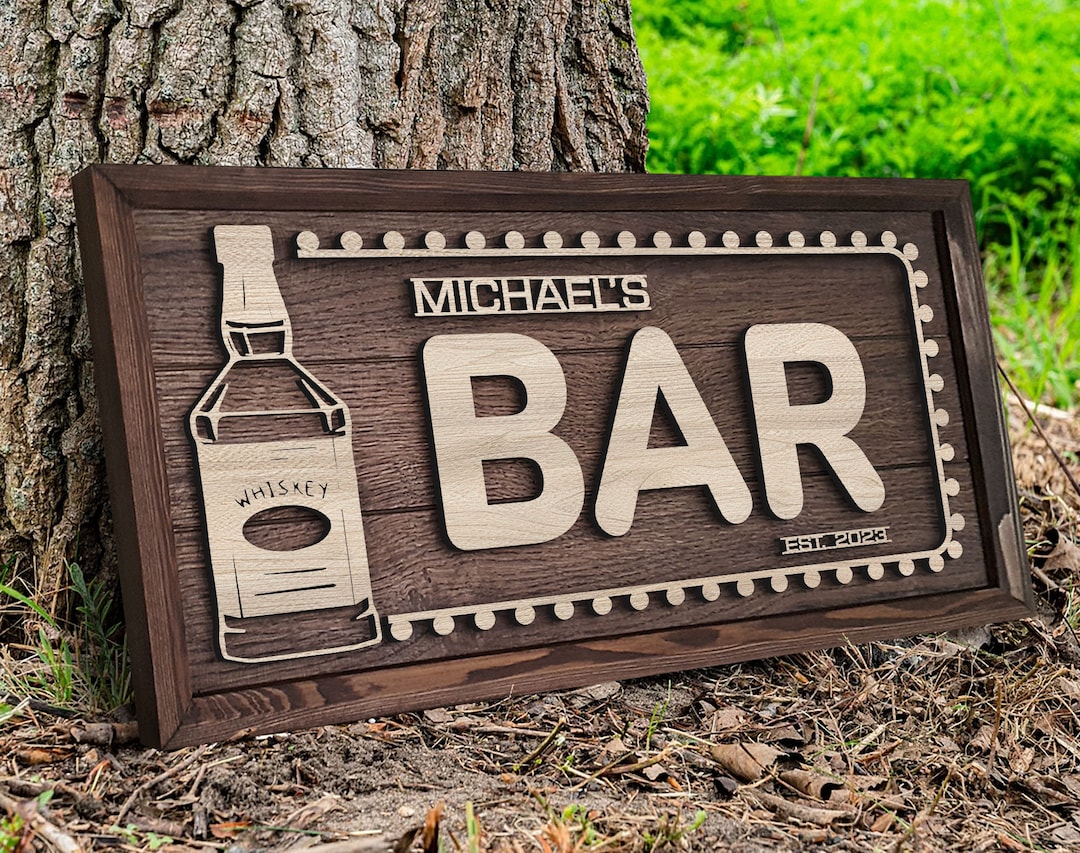 Personalized Handmade Oak Tree Bar Sign Custom Wood Bar Sign - Etsy