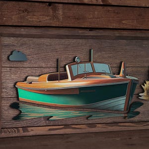 Handmade Oak Tree Boat / Sailboat Wood Painting, Custom Wood Wall Art ...