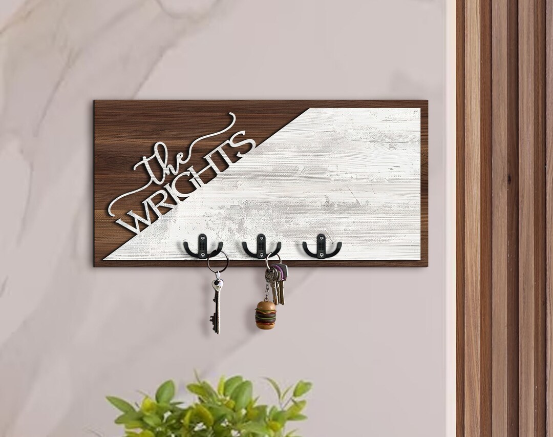 Personalized Wooden Entryway Organizer, Key Holder, Wood Mail Organizer ...